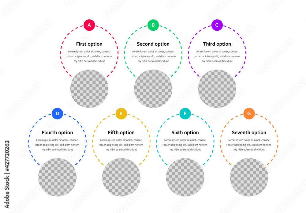 7 Option Infographic Layout with Circular Design Stock Template | Adobe ...