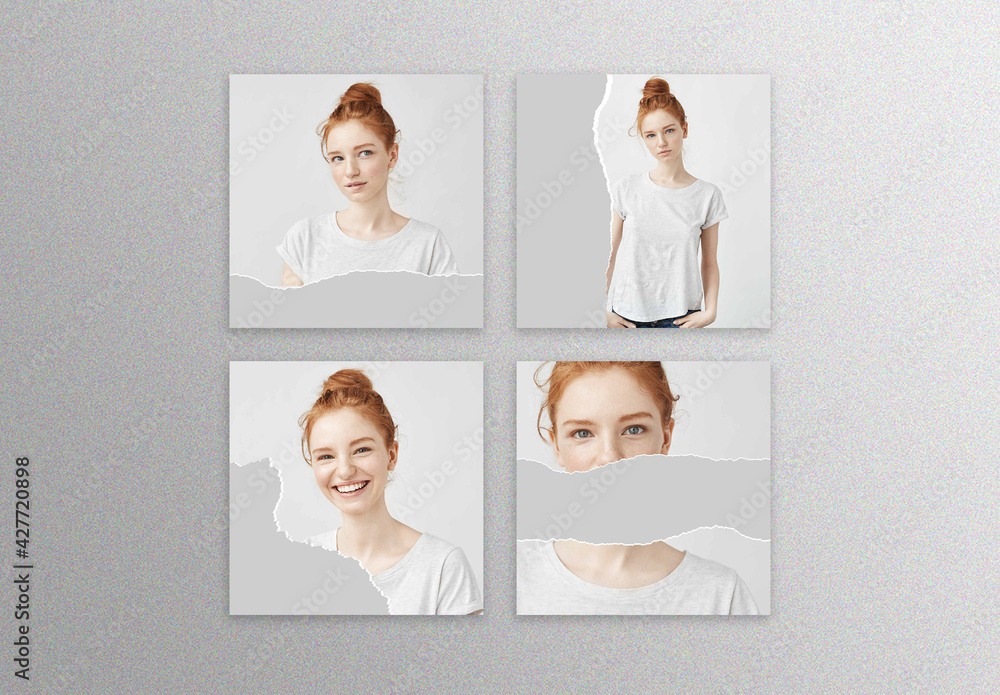 Torn Paper Effect for Social Media Post Layouts Stock Template | Adobe ...