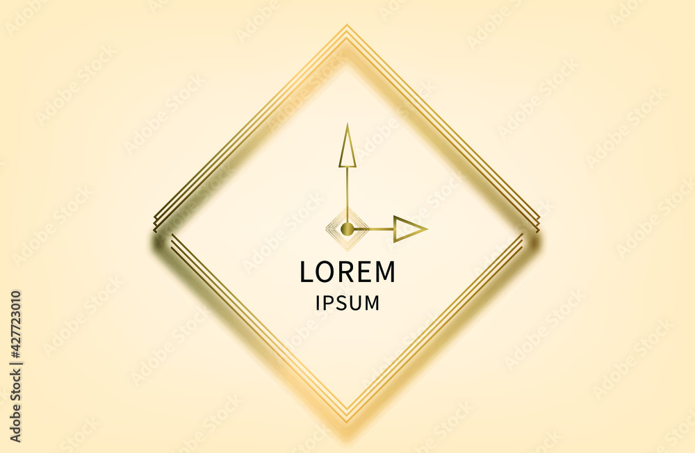 square sign and symbol with shadow. clock shape. tick tock. golden ...