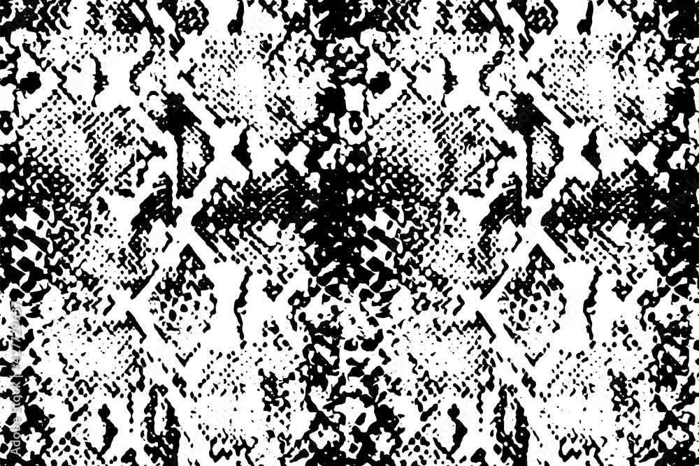 Full Seamless Ornamental Snake Animal Skin Pattern Vector. Monochrome ...