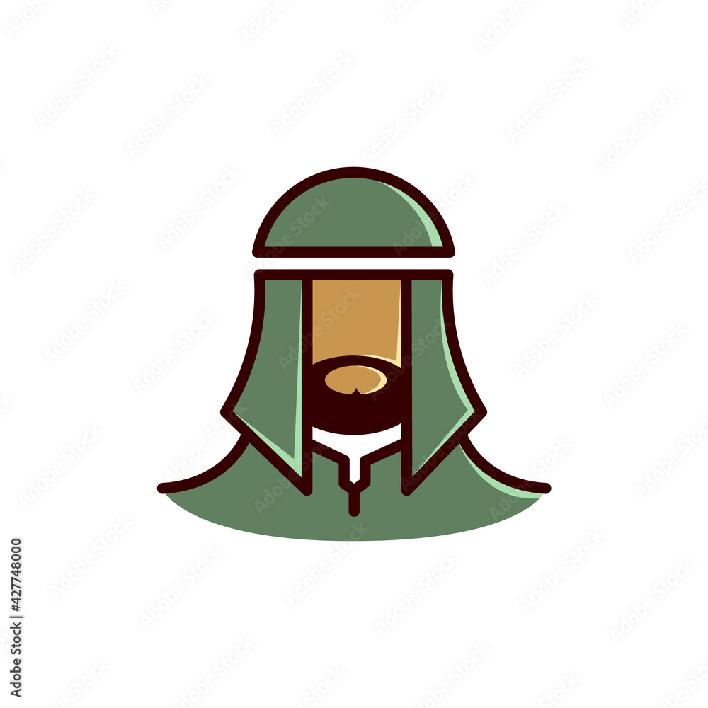 man in wearing a keffiyeh. linear icon. Dubai arabic man icon, simple ...