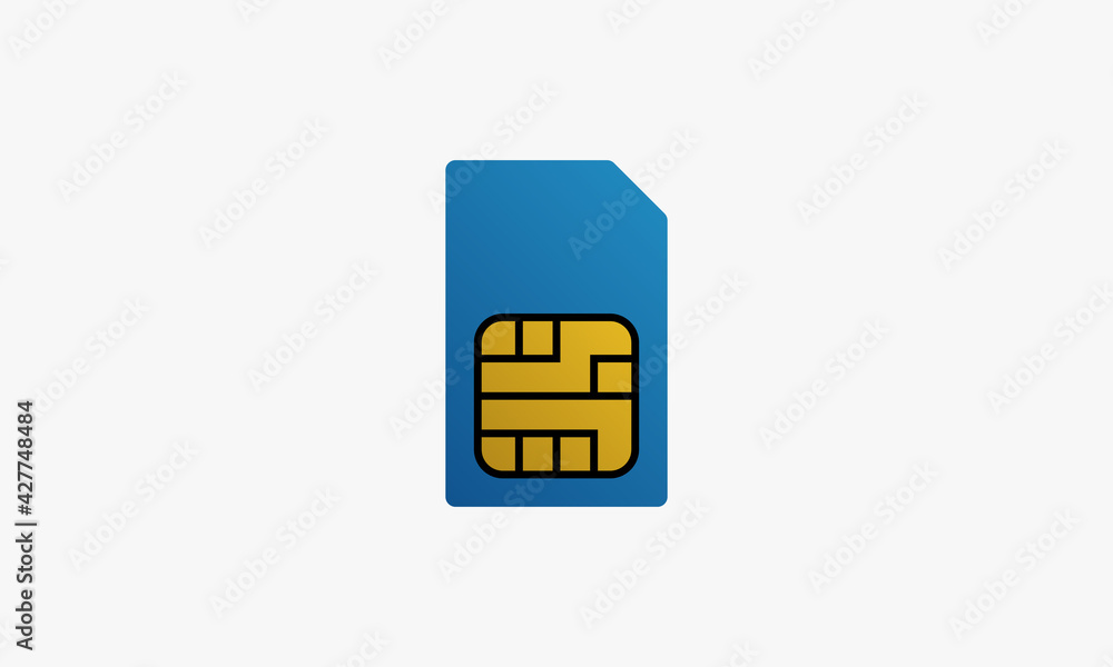 sim card chip blue color. vector illustration. Stock Vector | Adobe Stock