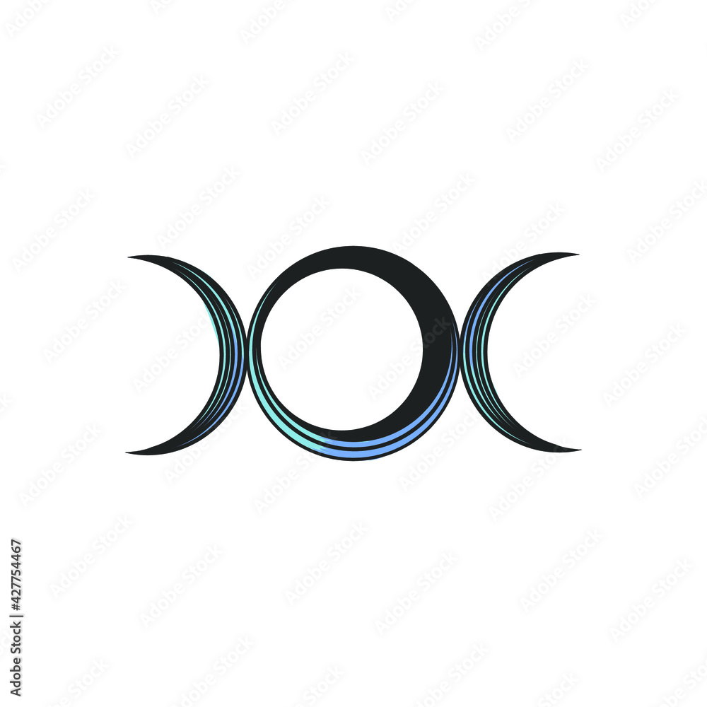 triple moon goddess symbol icon logo tattoo idea Stock Vector | Adobe Stock