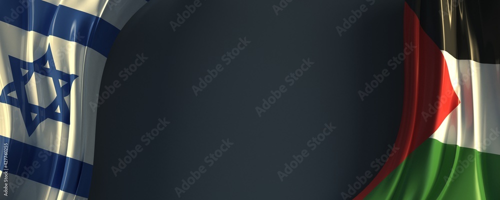 Flag of the Israel and Palestine. Diplomatic concept national flag 3d ...
