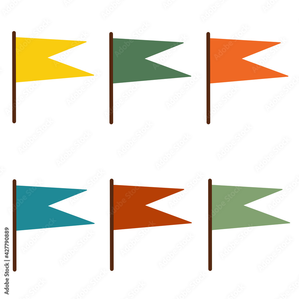 Multicolored flags vector set. Small flags of different colors isolated ...