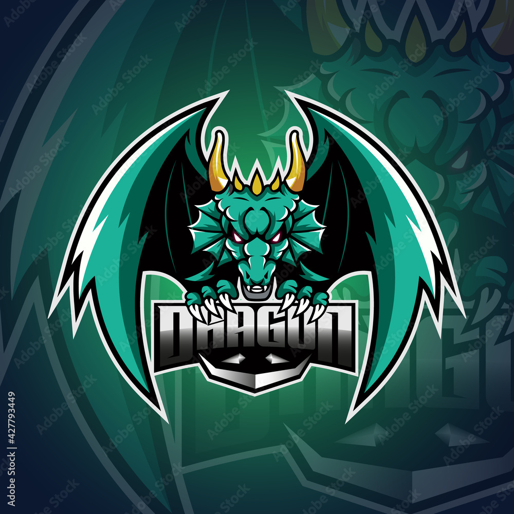 Vector Dragon logo Mascot for team brand esport Stock Vector | Adobe Stock