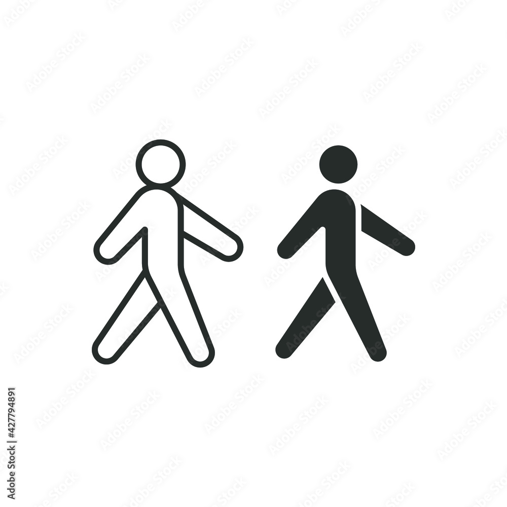 Walk line and glyph icon. Simple outline and solid style. Pedestrian ...