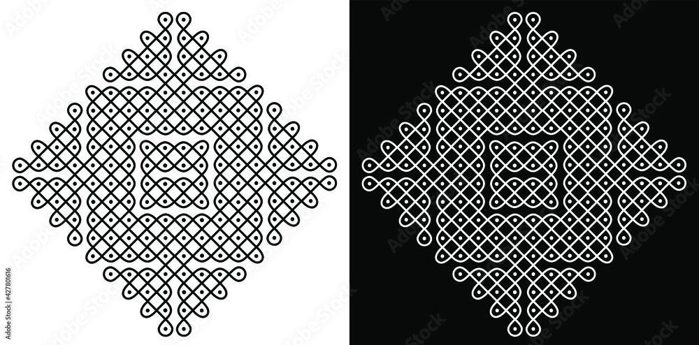 Indian Cultural and Traditional Rangoli or Kolam design isolated on ...