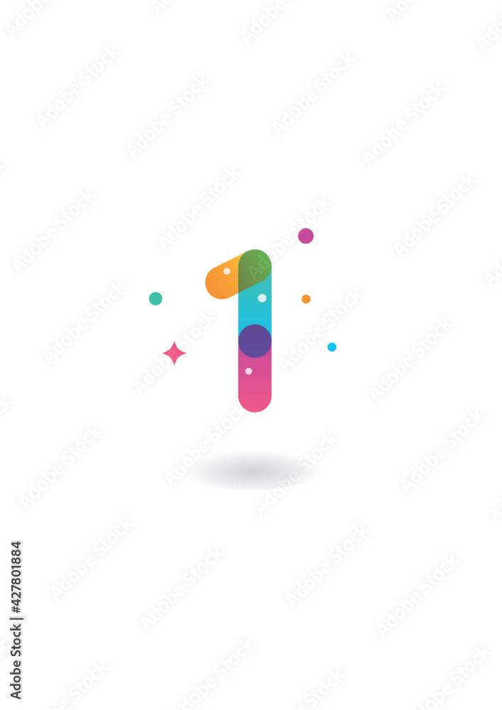 Number 1, Vector icon design template with gradient color Stock Vector ...