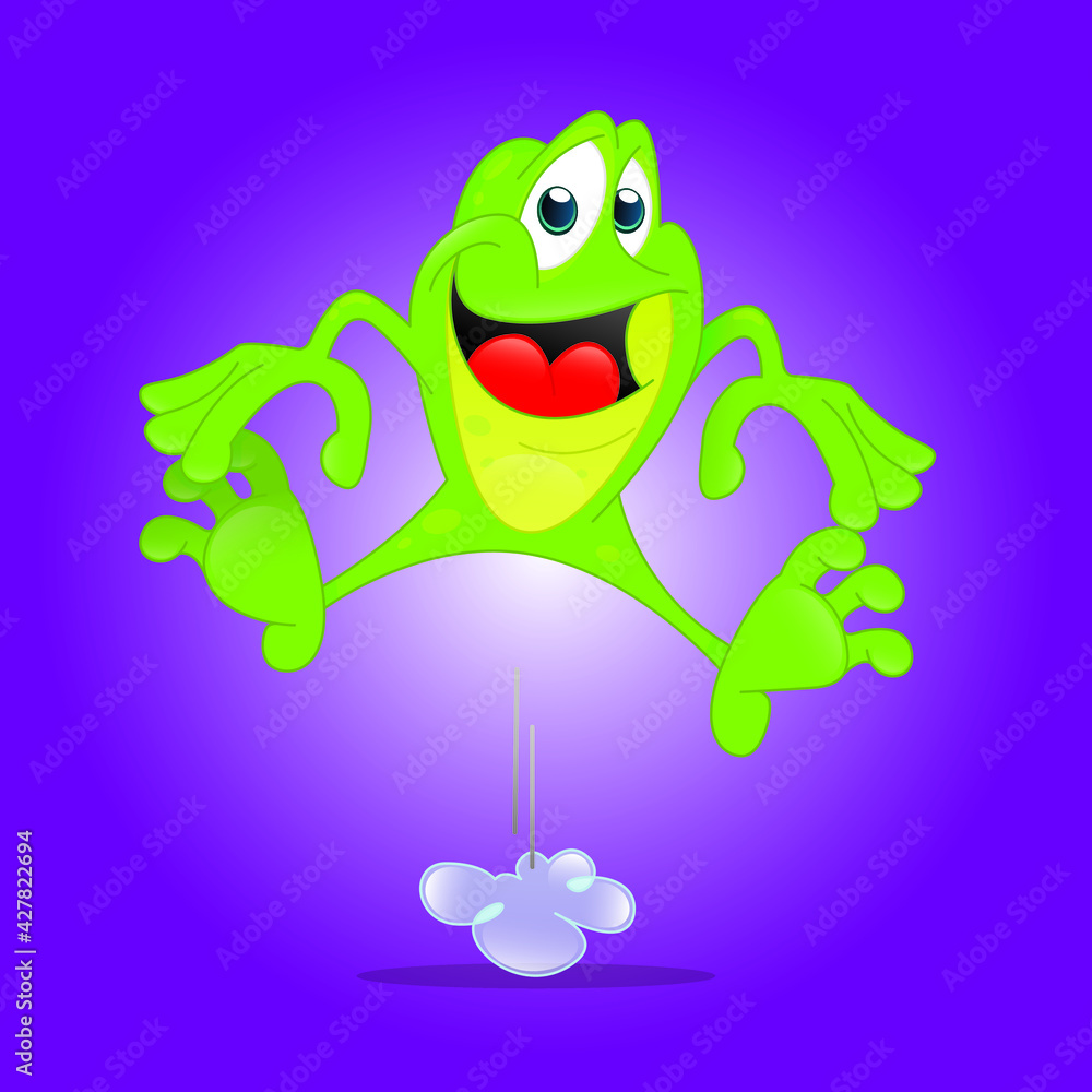 Jumping frog cartoon Stock Vector | Adobe Stock