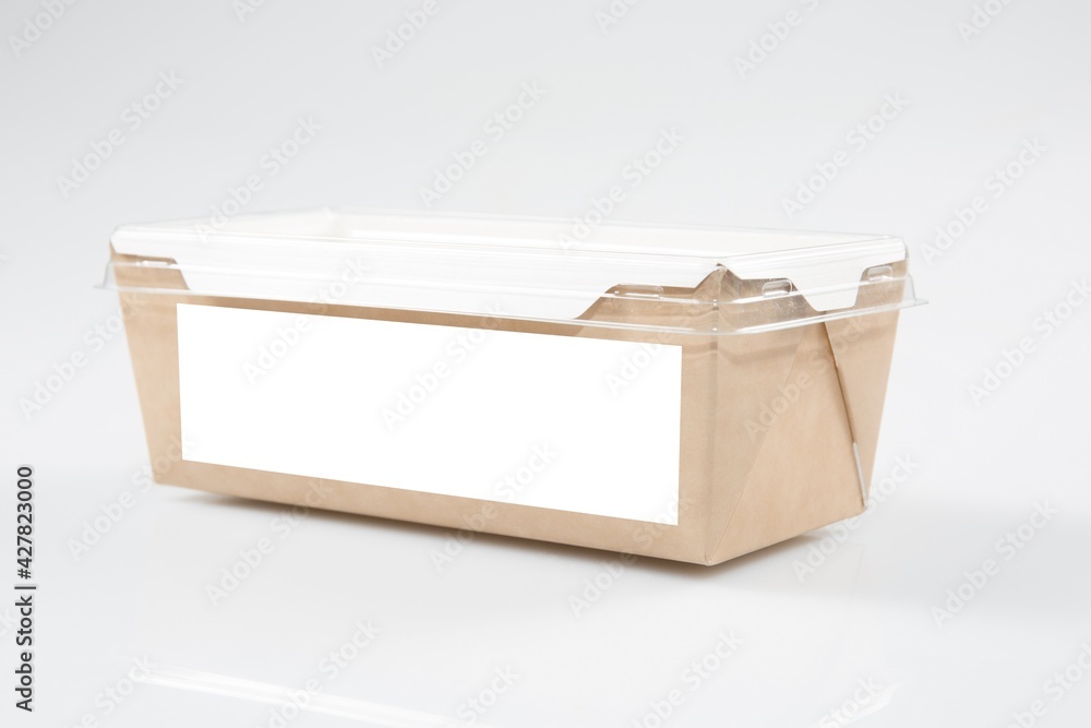 Takeaway Cardboard Food Box with blank sheet paper for text mock up ...