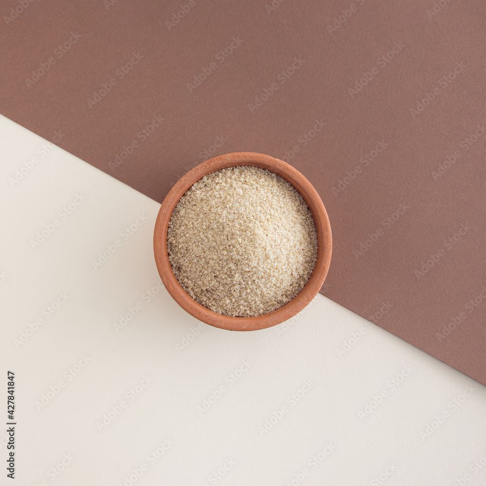 Minimalist arrangement made of ancient cereal fonio millet whole grains ...