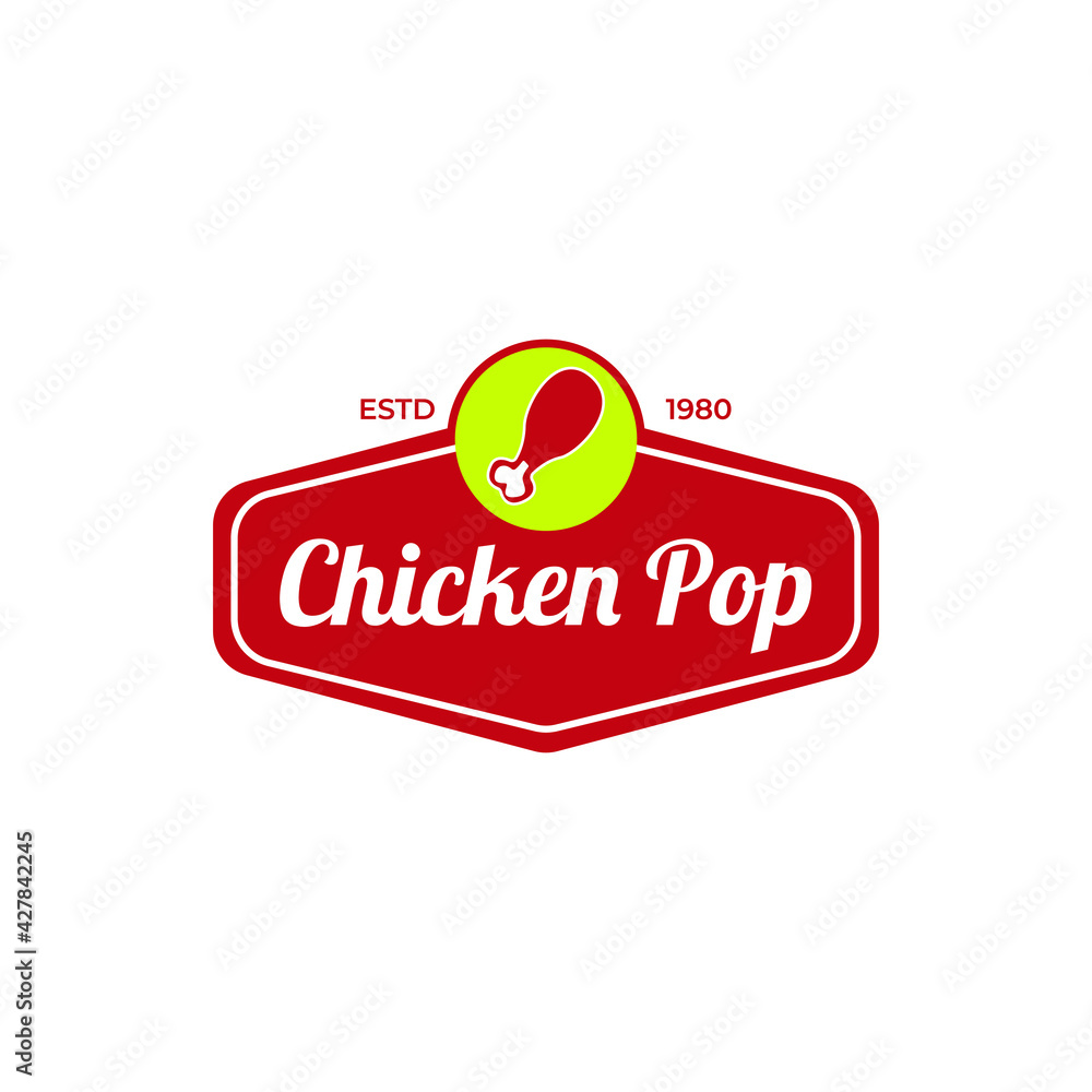 Chicken Pop. Food Label logo design idea for company, restaurant and ...