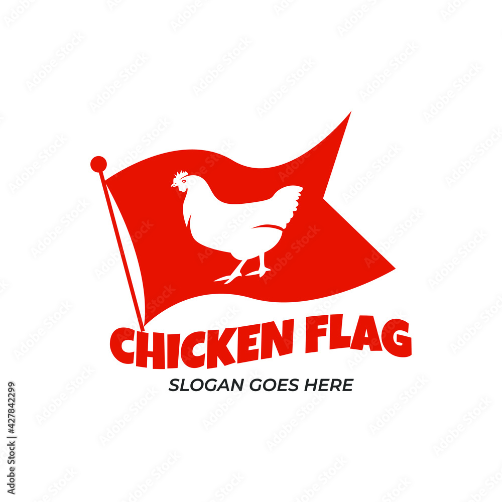 Vecteur Stock Chicken flag. Animal logo design for company, restaurant ...