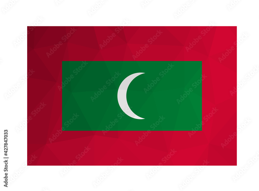 Vector isolated illustration. National maldivian flag with green and ...