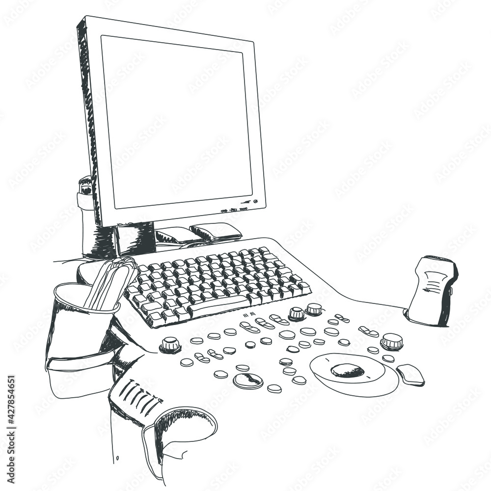 Vector drawing of ultrasound diagnostics machine Stock Vector | Adobe Stock