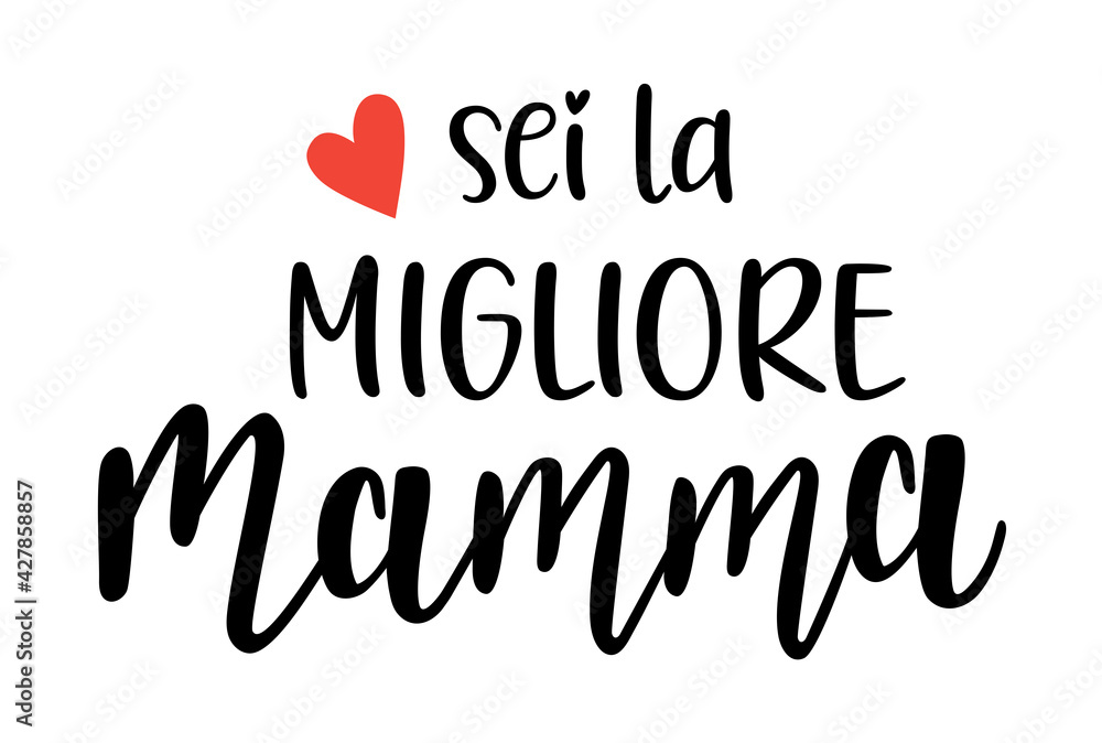 I love you Mom in italian language handwritten lettering vector ...