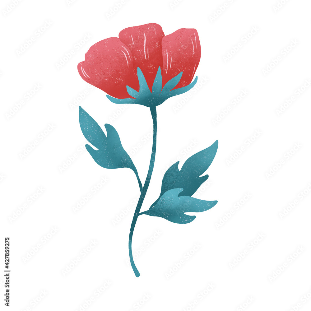 Bright floral raster illustration. Raster flower can be used for card ...