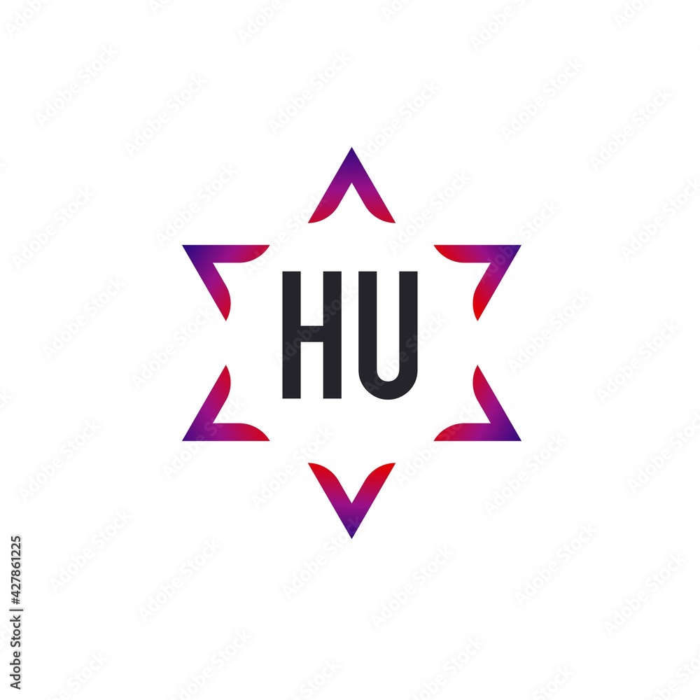 Initial Letter HU Star David Creative Logo Design Template. Star david ...