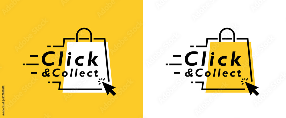 Click and collect line icon isolated on white background. Concept ...