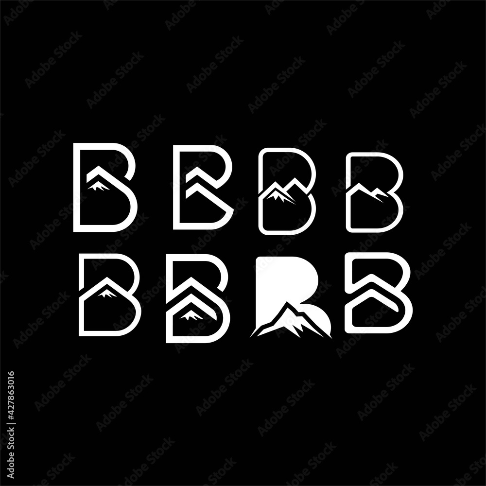 mountain letter B set logo design vector image , mount letter b logo ...