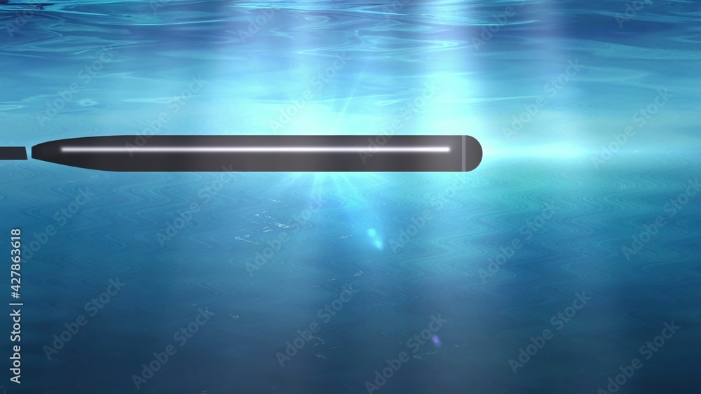 illustration of Torpedo - Side View. A torpedo launched from a ...