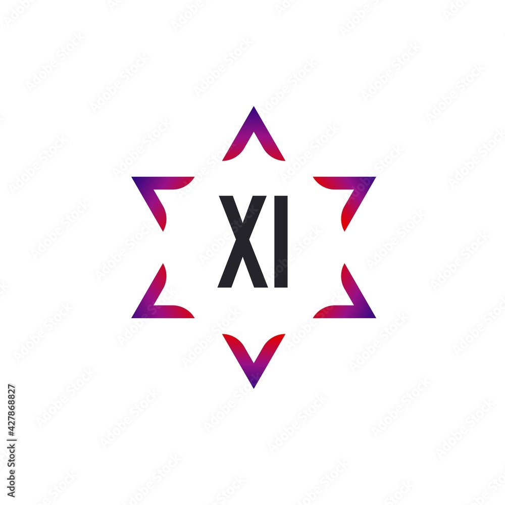 Initial Letter XI Star David Creative Logo Design Template. Star david ...