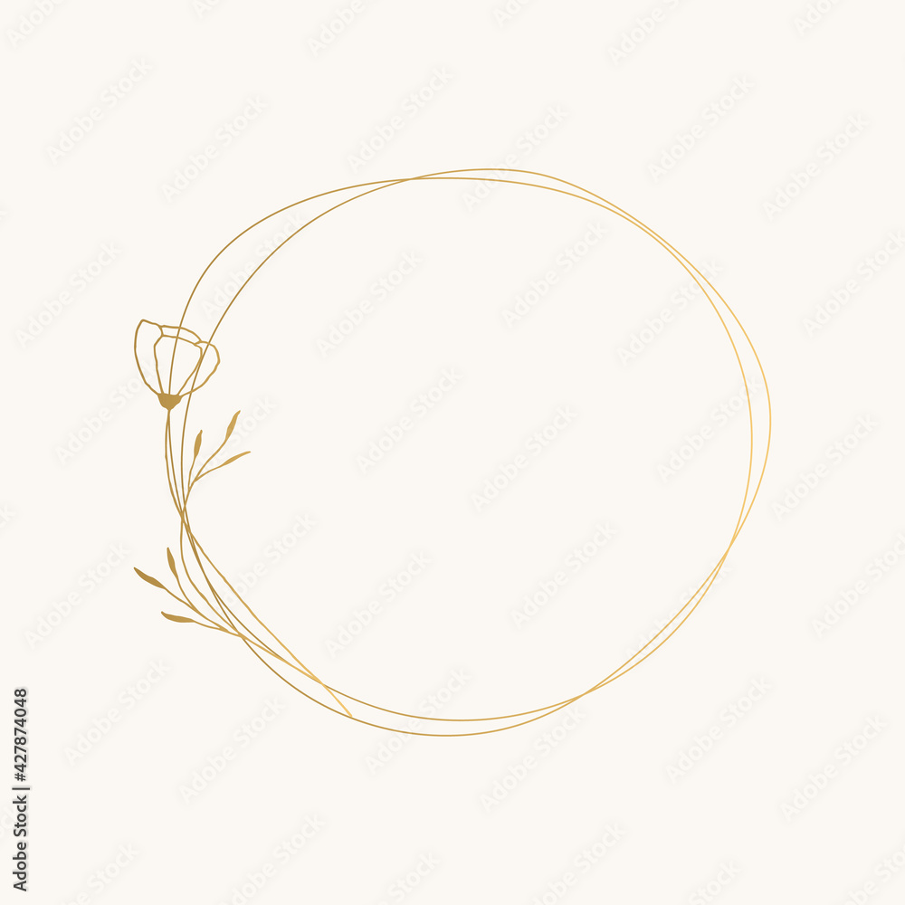 Hand drawn circle frame with beautiful flowers. Vector unique ...