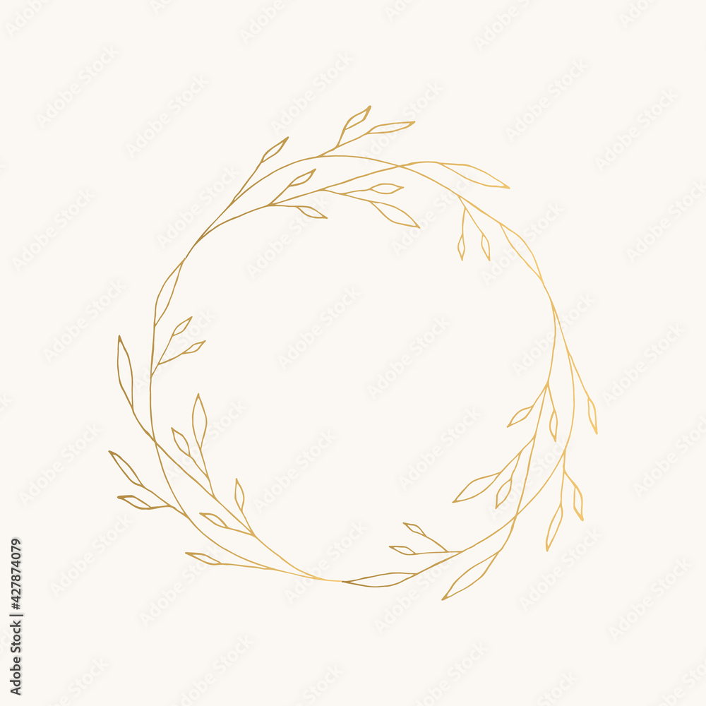 Golden wreath with leaves. Luxury design. Vector isolated illustration ...