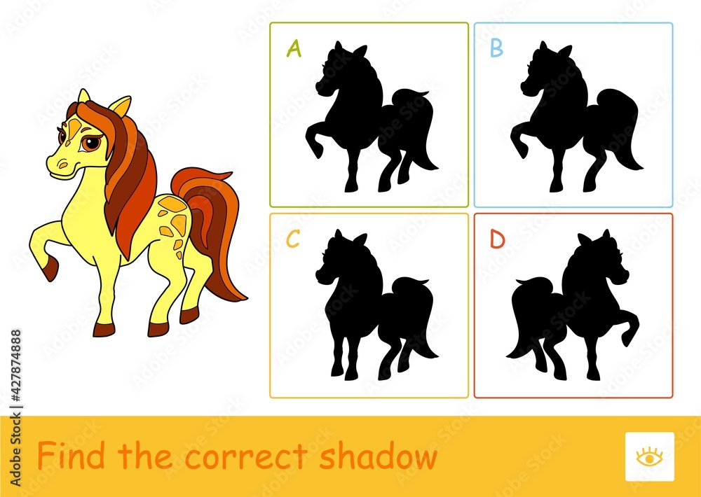 Find the correct shadow quiz learning children game with a skewbald ...