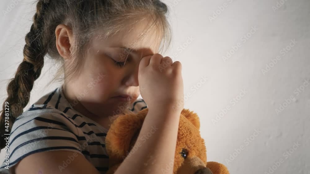 Girl is cry in corner. Violence against children in family. Family ...