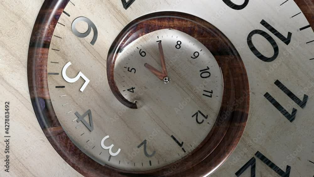 Vintage wood spin round clock face. 3D Render. 3D Rendering Classic ...