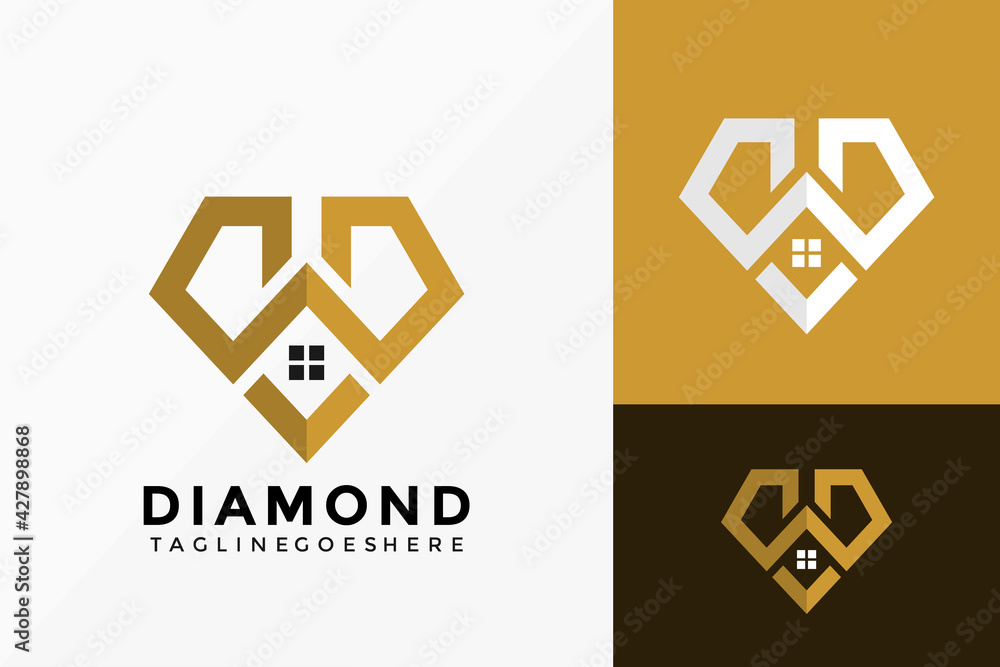 Letter W Diamond House Logo Vector Design. Abstract emblem, designs ...
