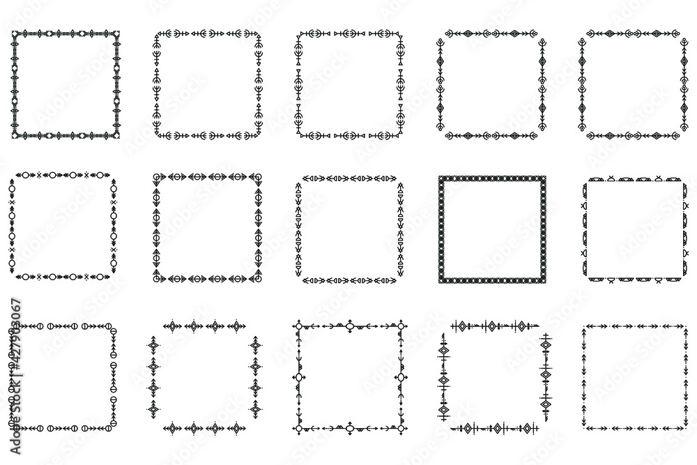Set of square frames and monograms. Collection decorative square ...