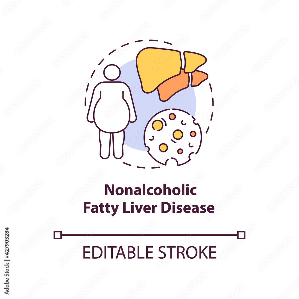 Nonalcoholic fatty liver disease concept icon. Liver disease type idea ...
