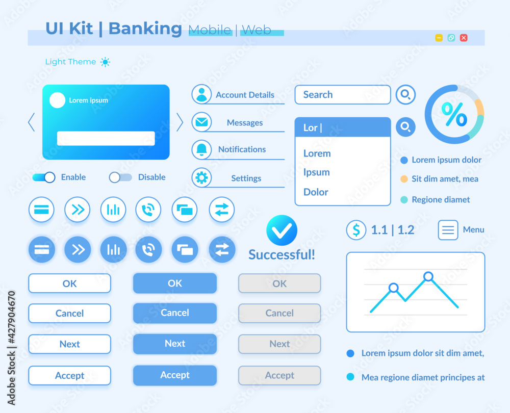 Online banking infographics UI elements kit. Financial data analysis ...
