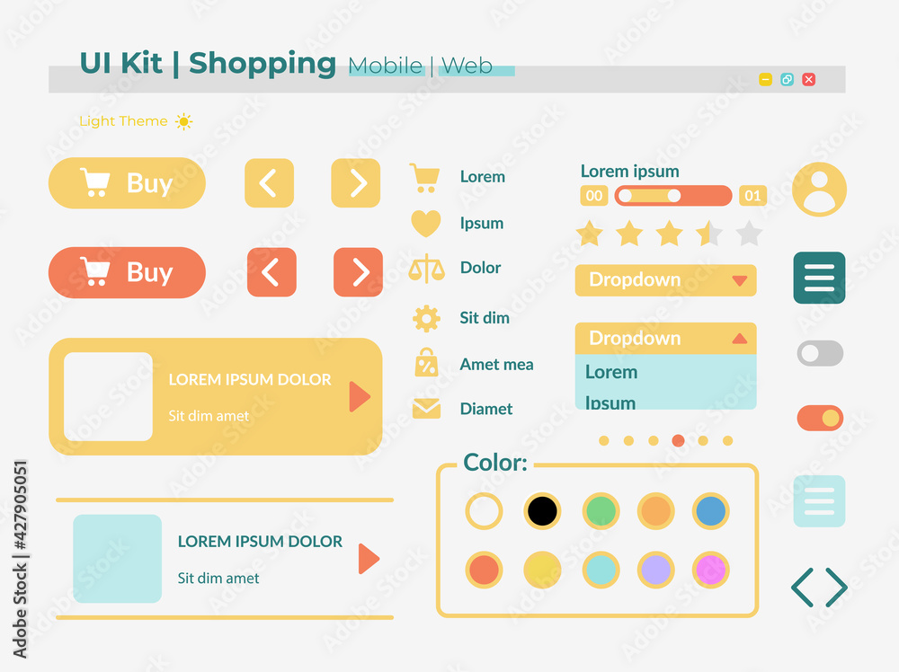 Shopping UI elements kit. Buyer account for online store isolated ...