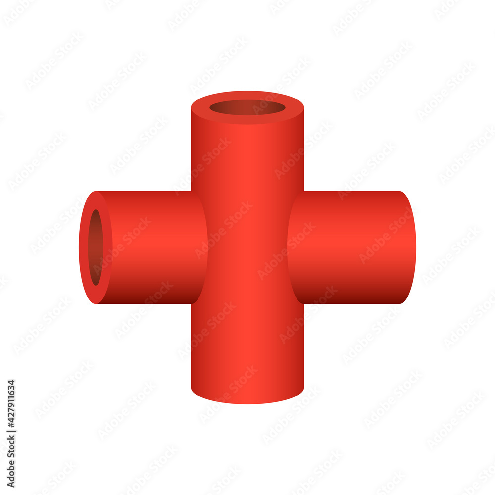 PVC plastic pipe fitting or pipe connector vector design isolated on ...