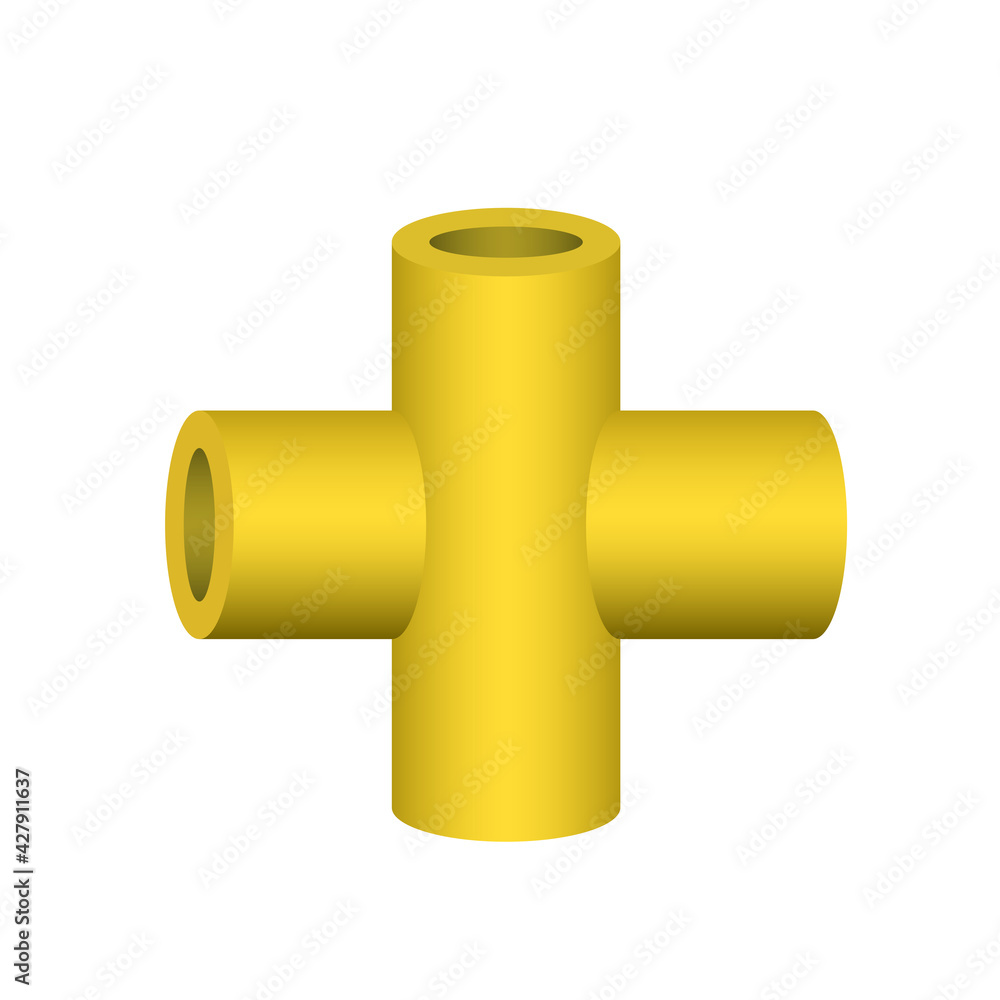 PVC plastic pipe fitting or pipe connector vector design isolated on ...