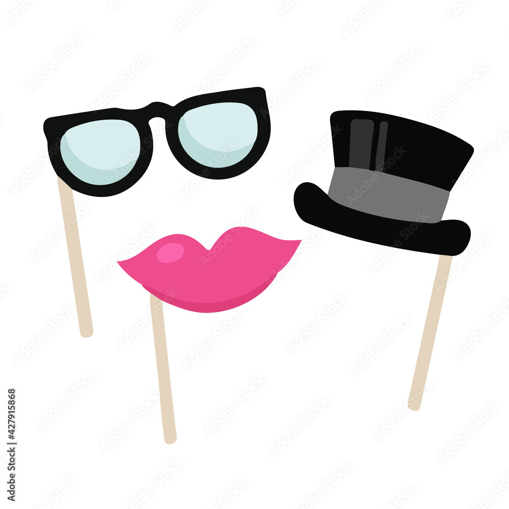 Cartoon style photo props elements for Birthday party photo booth ...