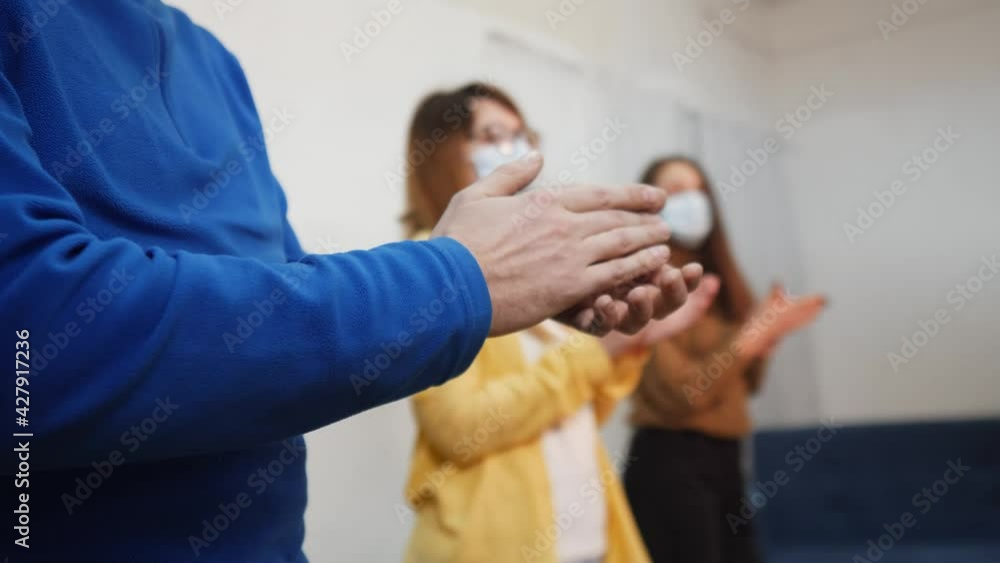 applause. crowd of people clap their hands. pandemic a coronavirus stay ...
