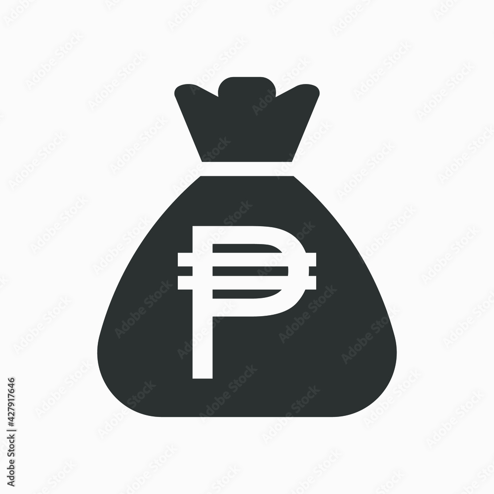 Philippine peso icon. Money bag flat icon vector pictogram. Sack with ...