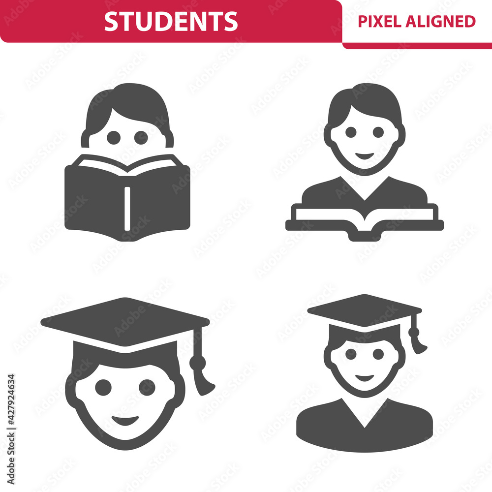Students Icons Stock Vector | Adobe Stock