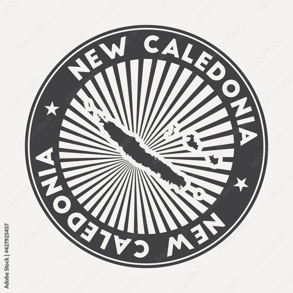 Vecteur Stock New Caledonia round logo. Vintage travel badge with the ...