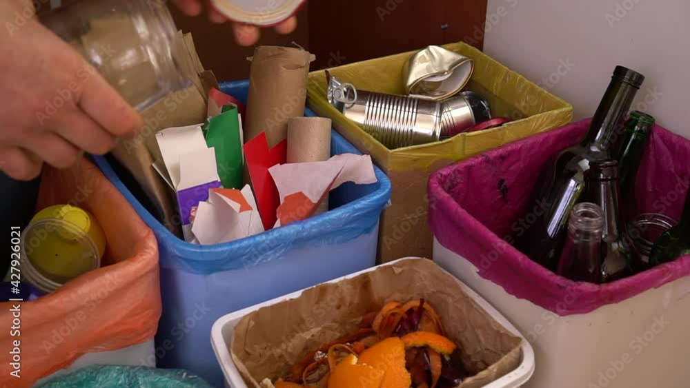 Food waste, plastic, metal packaging, paper and cardboard, glass ...