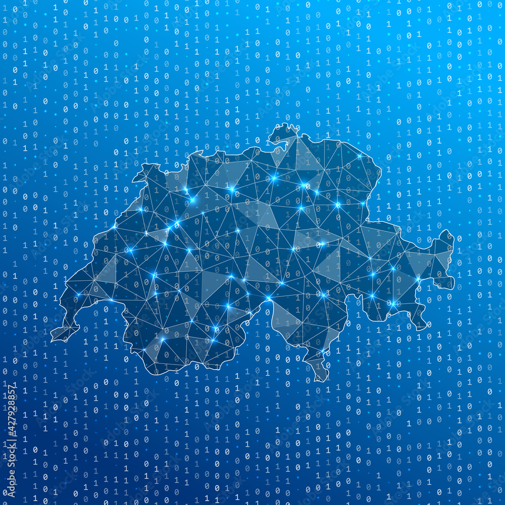 Network map of Switzerland. Country digital connections map. Technology ...
