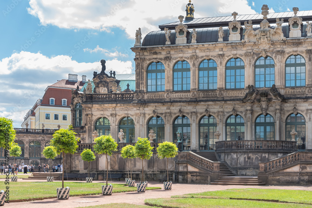 The Zwinger, a palatial complex in the baroque style in Dresden ...