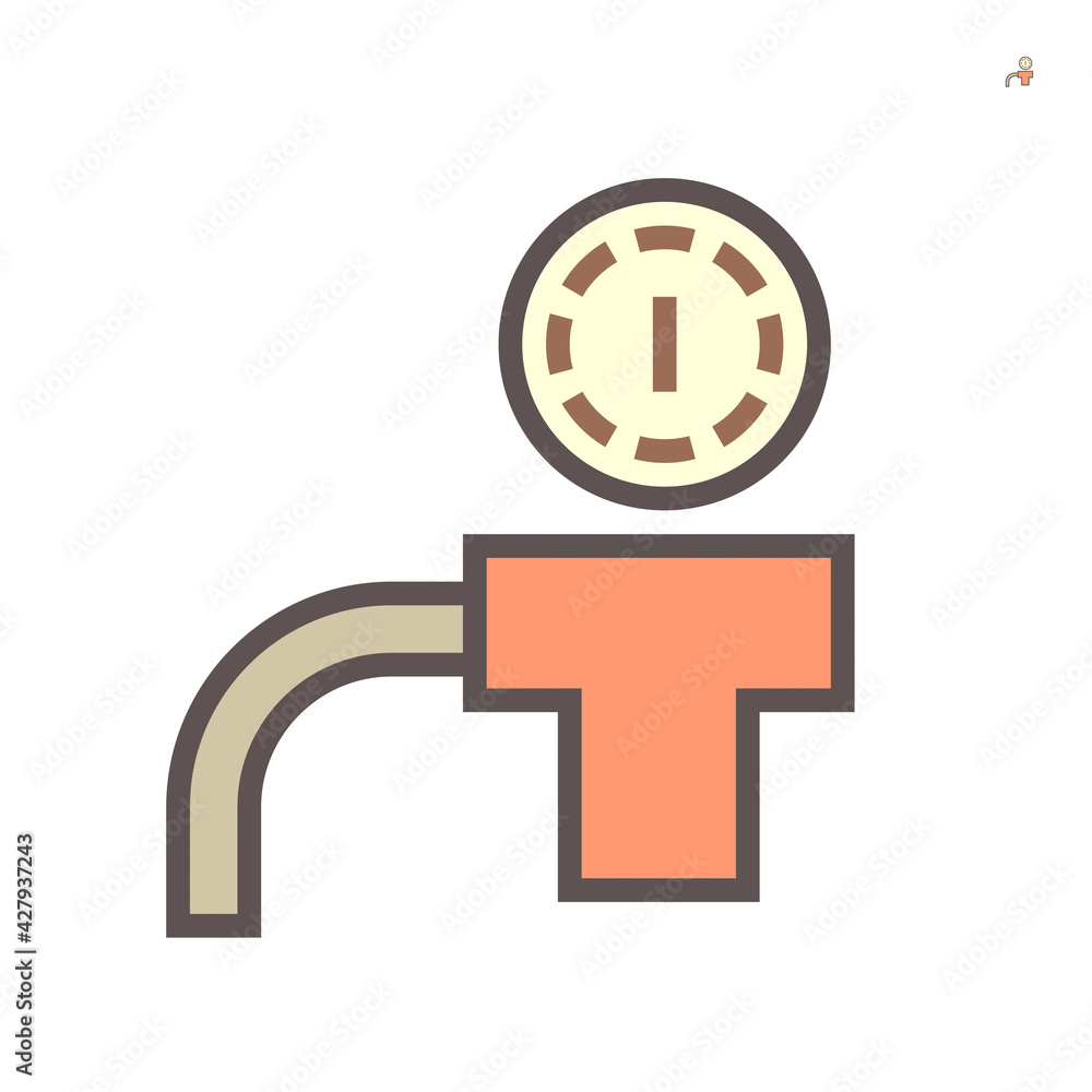 Gas cylinder and equipment vector icon. Consist of tank bottle, valve ...