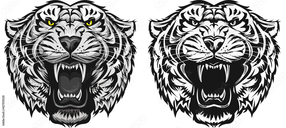 Tiger Face tattoo Stock Illustration | Adobe Stock