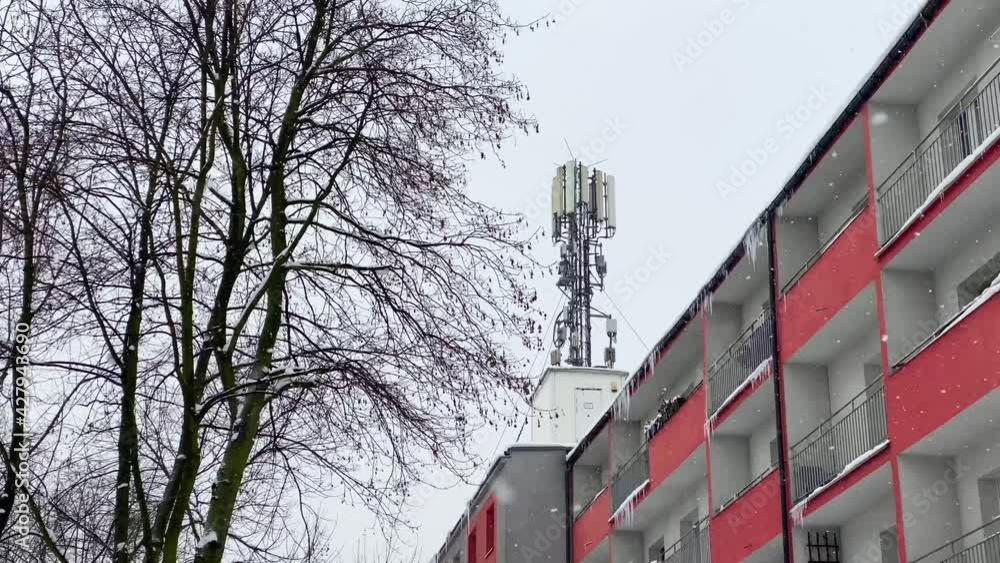 Antennas for cellular transmitters on roof of residential building ...